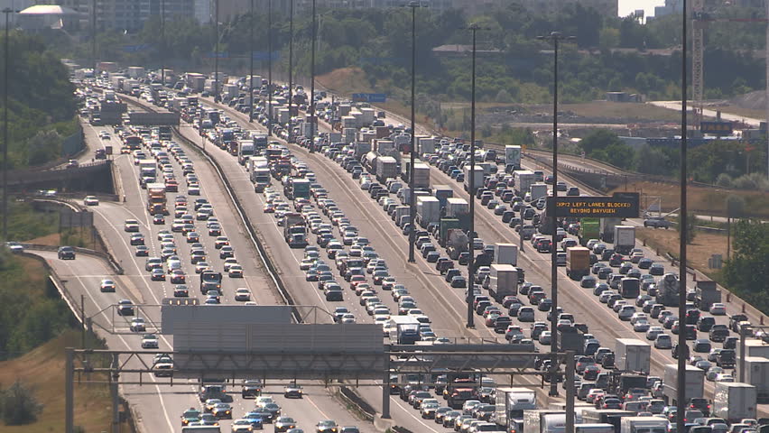 Toronto, Ontario, Canada May 2016 Traffic Jam And Commuter Gridlock On ...