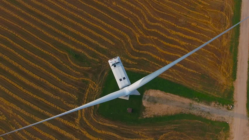 Aerial View. Beautiful Windmill Turbines , Wind Energy Turbines ...