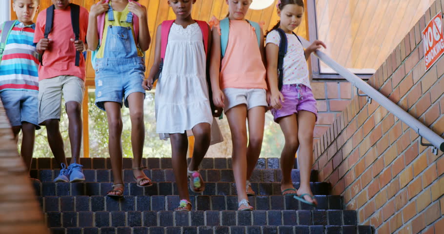 Stock Video Clip of Slow motion of school kids getting down | Shutterstock