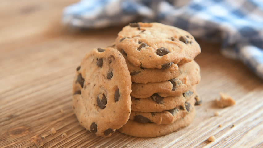Chocolate Chip Cookies On A Striped Cloth Stock Footage Video 4248281 ...