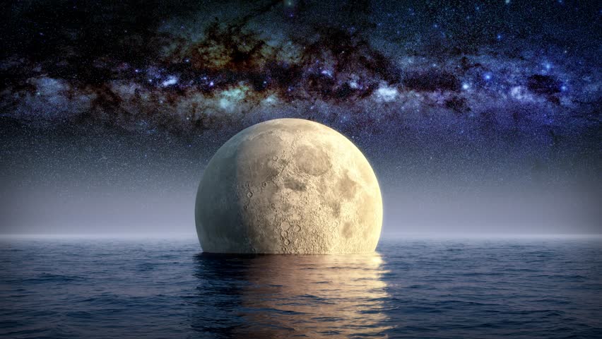 Big Full Moon Over Ocean Stock Footage Video 2570852 | Shutterstock