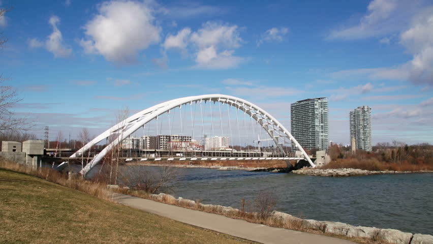 Pedestrian Suspension Bridge Across a Stock Footage Video (100% Royalty ...