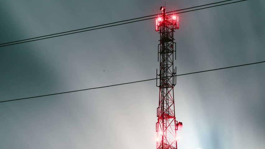 Cell Phone Communications Tower Time Lapse At Night 1080p Stock Footage ...