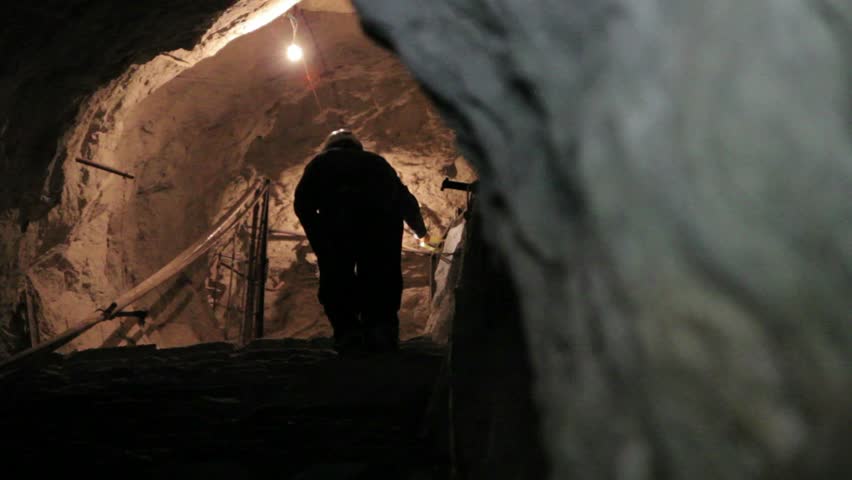 Miner Walking Inside Mine Stock Footage Video (100% Royalty-free ...