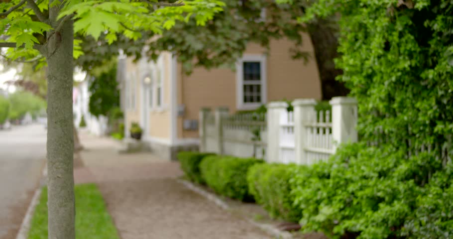 Small Town Residential Street And Sidewalk For Use As Green Screen ...