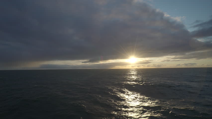 Open Sea During Sunset. Beautiful Ocean Waves Stock Footage Video ...