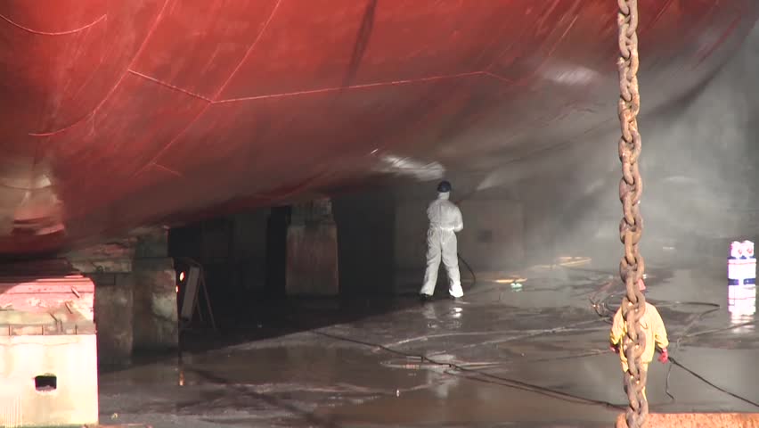 Workers Washing Ship in Dry Stock Footage Video (100% Royalty-free ...
