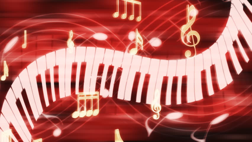 Music Notes And Keys Deep Red Hue Looping Animated Background Stock ...
