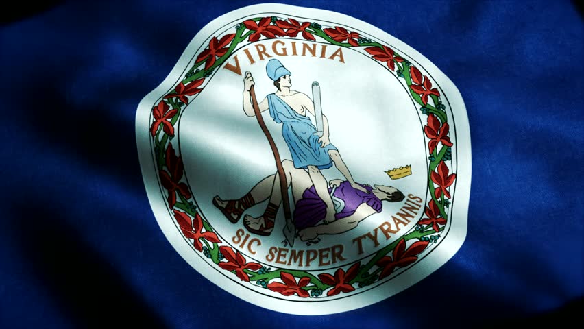 US State Flag Of Virginia Gently Waving In The Wind. Seamless Loop With ...
