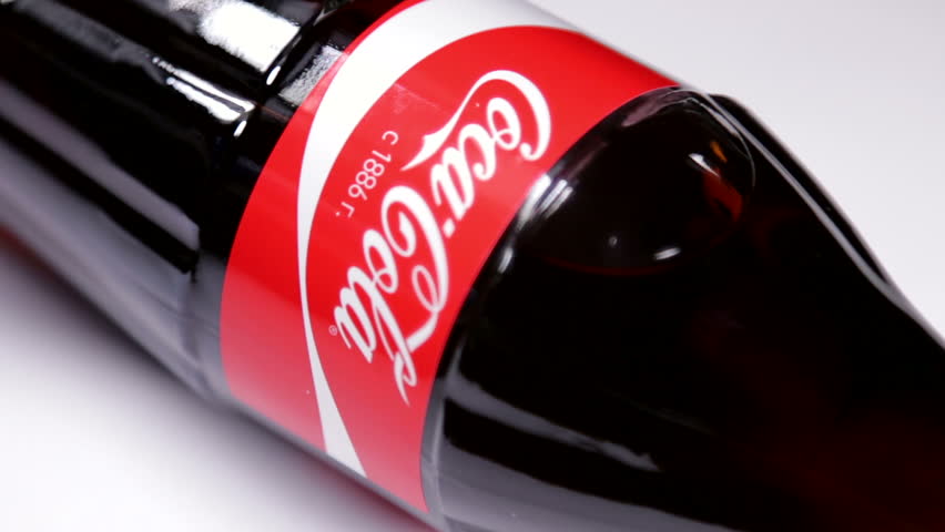 Moscow, RUSSIA - October 19 2016: Coca Cola Bottle Video Dolly. Coca ...