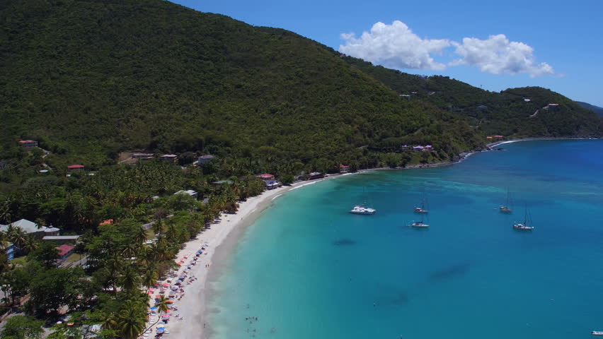 Aerial View Of Sandy Cay, British Virgin Islands Stock Footage Video ...