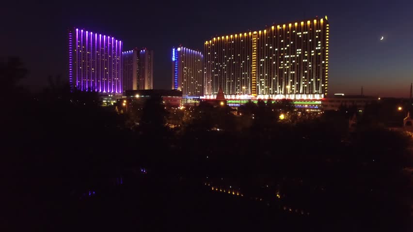 Pyongyang, New Modern Buildings In The Centre Of Pyongyang Colourfully ...