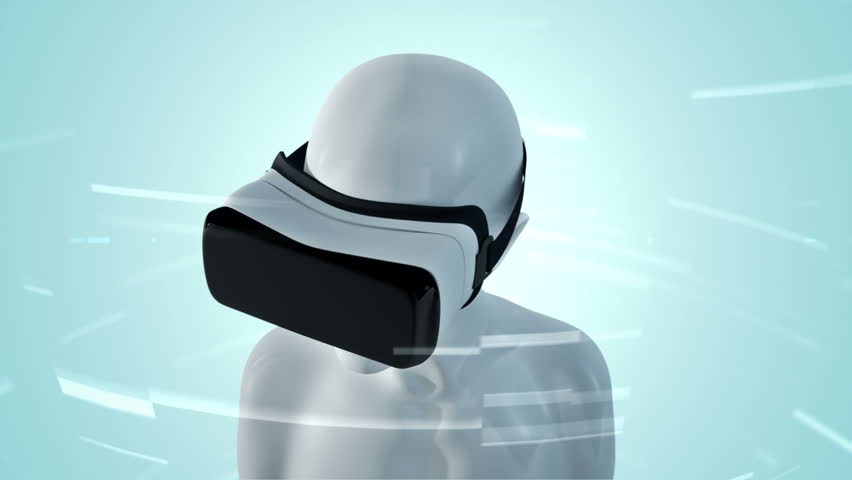 Top View 3d Man In A Vr Headset On White And Transparent Background ...