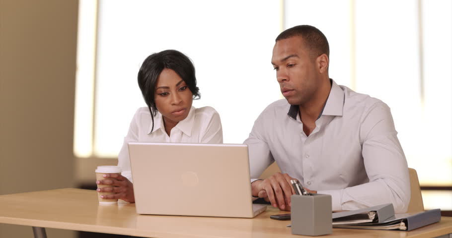 Young Black People Working At Home On Their Laptop. African American ...