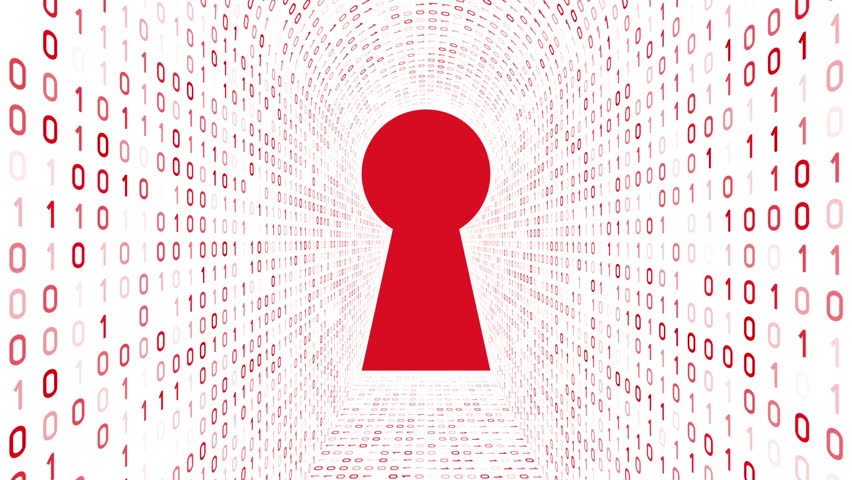 White Keyhole Icon Form Yellow Binary Tunnel On Orange Background. Computer Security Concept ...