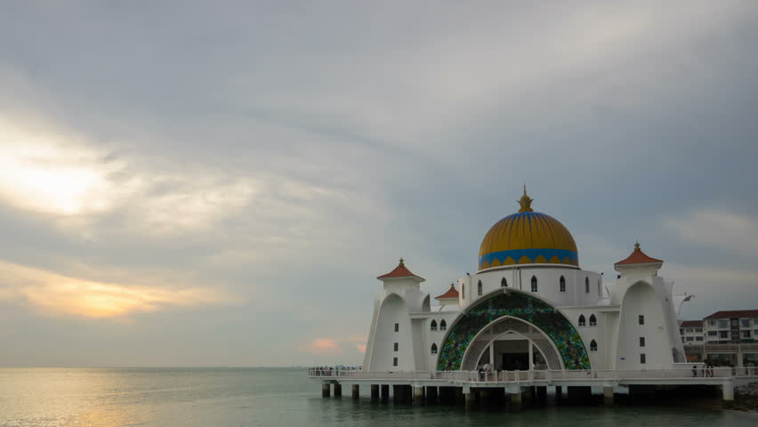 Timelapse Over The Selat Melaka Mosque On September 21, 2009 At Malacca ...