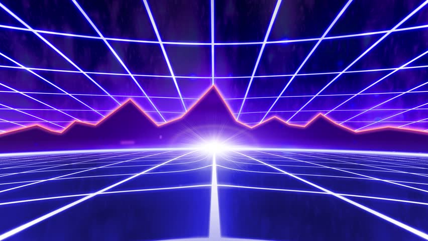 Retro 80s VHS Tape Video Game Intro Landscape Vector Arcade Wireframe ...