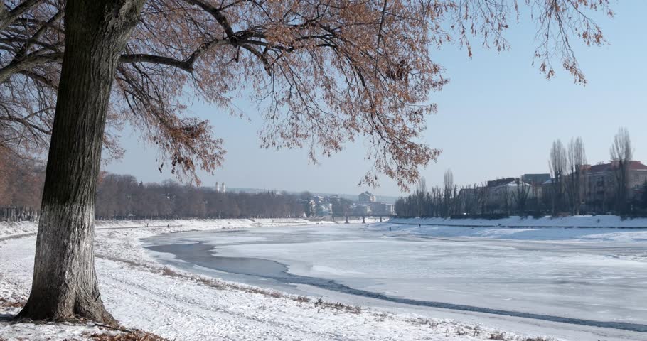 Video stock a tema Walking By Snow Covered Embankment (100% royalty ...