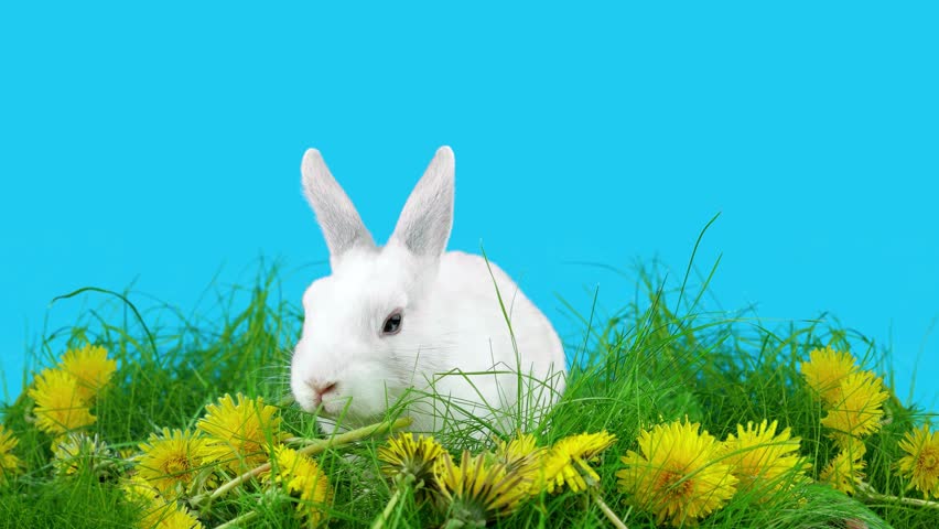 Springtime White Rabbit Sitting in Stock Footage Video (100% Royalty ...