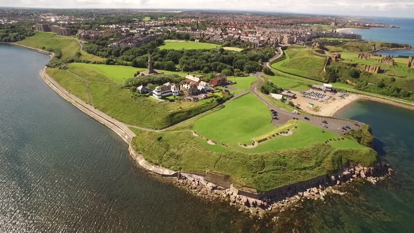 Tynemouth Spanish Battery Aerial Video Stock Footage Video (100% ...