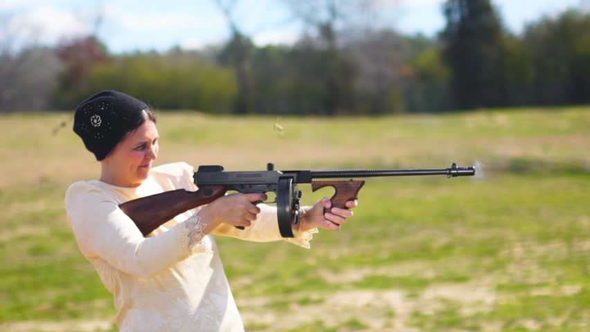 American Gangster Woman Shooting Weapon Of The 1920's And 1930's. A ...