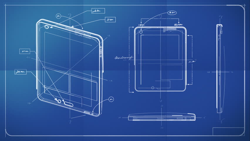 Classic Smartphone Technical Drawing Blueprint Stock Footage Video ...