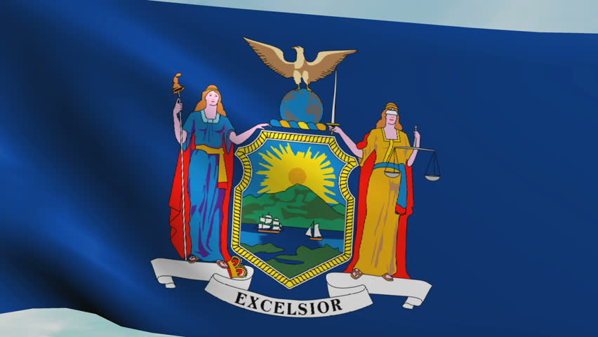 Seamless Loop Of The New York State Flag With Highly Detailed Fabric ...