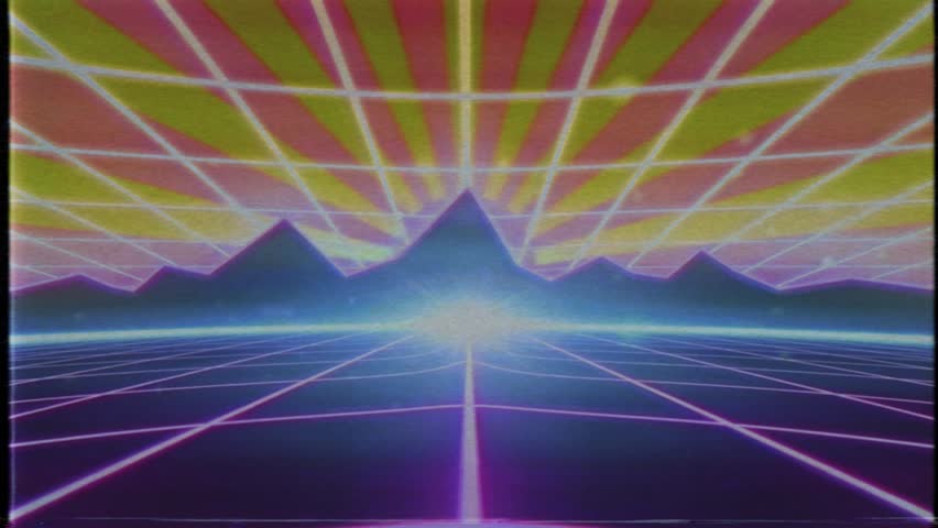 Retro 80s VHS Tape Video Game Intro Landscape Vector Arcade Wireframe ...