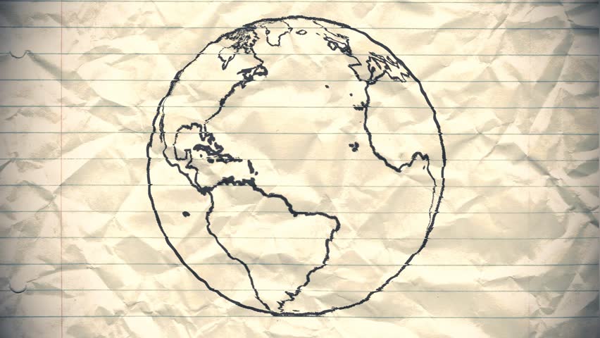 Earth Drawing Paper Cartoon Hand Drawn Animation Spinning Globe World ...