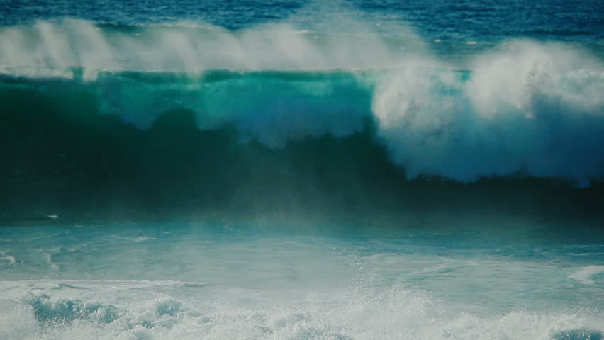 Stormy Sea Ocean Waves With Foam Whitecaps And Spray - Large Waves In A ...