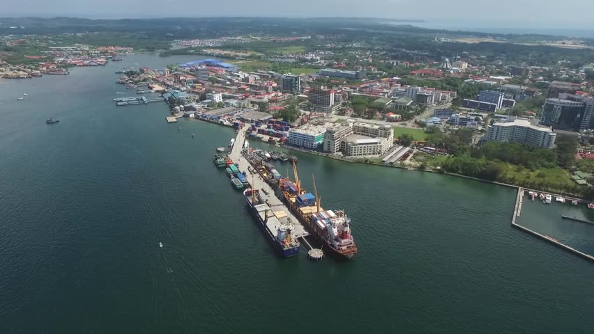 Labuan,malaysia-apr 13,2017:aerial View of Shipping Stock Footage Video ...