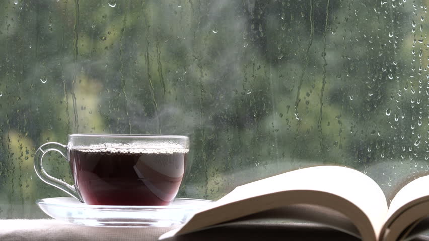 Coffee Cup On A Rainy Day Window And Book Stock Footage Video 26135243 ...