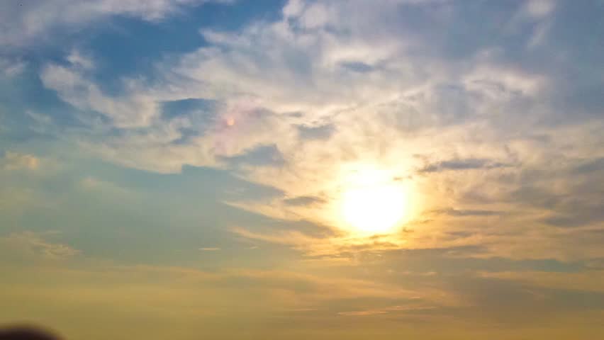 Bright And Sunny Sky On Partly Cloudy Sky Day, Close Up Time Lapse ...