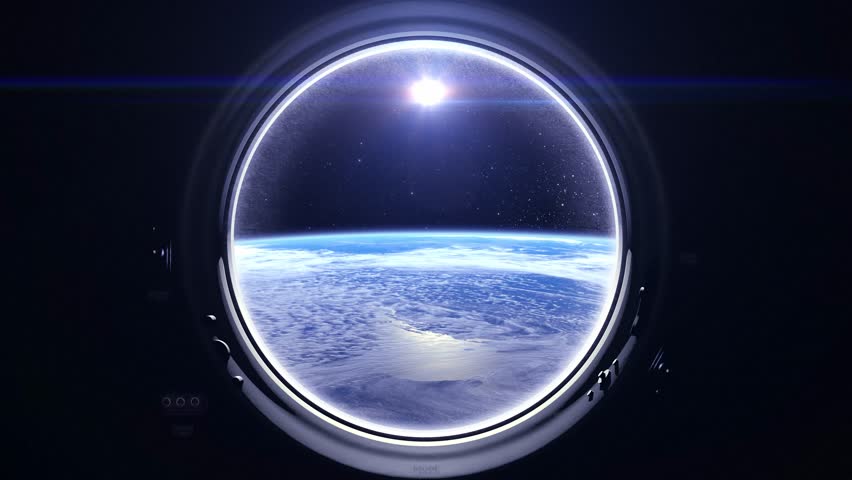 Space. Earth Through the Porthole Stock Footage Video (100% Royalty ...