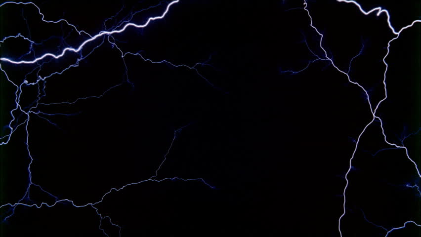 Overhead View Of Multiple Branching Lightning Effect Electric Arcs