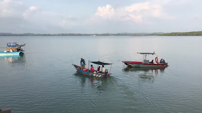 An Old Fishing Boat Near The Shore. Asian Region. South China Sea ...