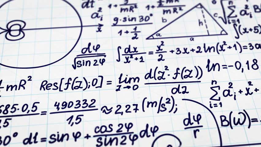 Math Physics Formulas On Squared Paper. Computer Generated Loopable ...