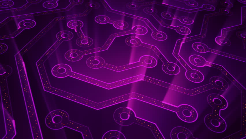 Purple Circuit Board Electronic Hi-tech. Beautiful Chip Background ...