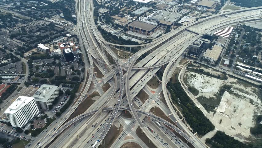 First Five-Level Interchange Highway In Dallas, Texas, USA Filmed In V ...