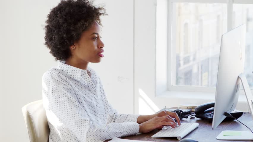 Young Black Woman Working at Stock Footage Video (100% Royalty-free ...