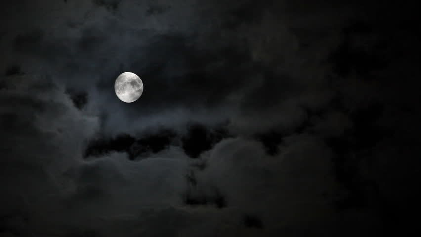 Full Moon Night Sky. Moon Time Lapse. Moon Light. Clouds And Moon Stock ...