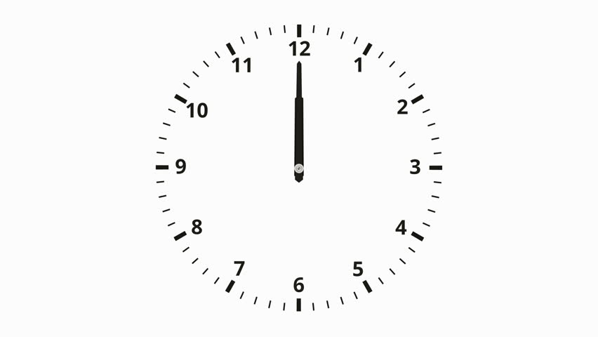 Animation, Clock Time Without Seconds, White Background, 4K Stock ...