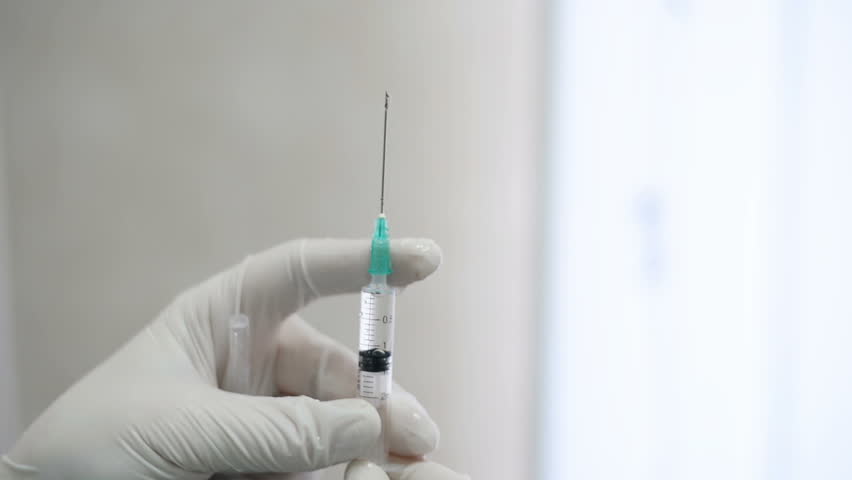 Nurse Prepares Sterile Water Injection For Diluted Drug. Close Up Hand ...