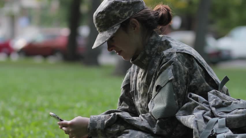 Soldier On Her Phone Stock Footage Video (100% Royalty-free) 29017825 ...