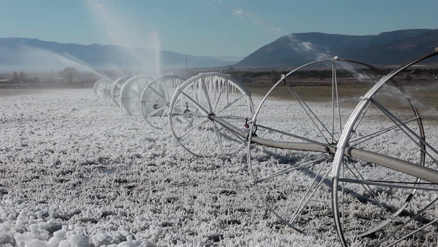 Rural Mountain Valley Farms Irrigation Ice Pan. Farm Irrigation ...