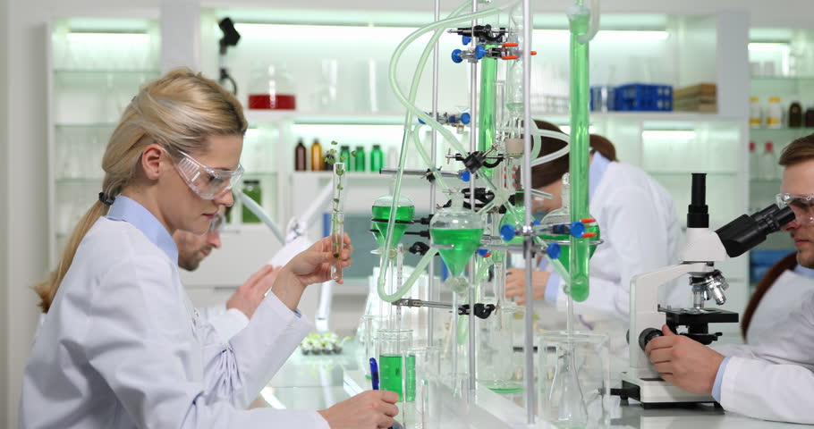 Laboratory Work. Chemical Engineers. Montage Of Clips Showing Engineers ...