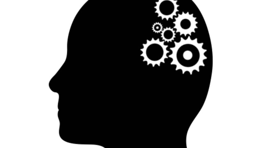 Cog Rotate Inside Human Head. Brain Mechanics With Spinning Element ...