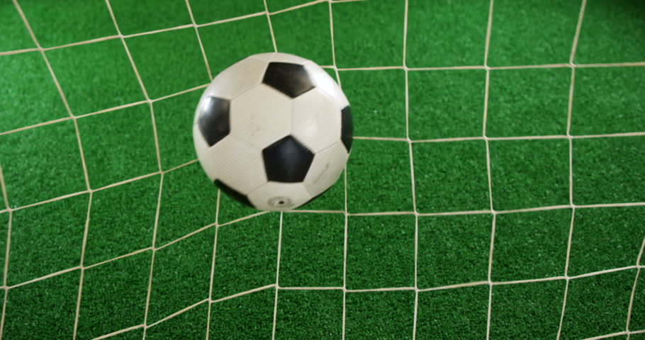 Football Soccer Ball Goal Into Net Slow Motion Stock Footage Video ...