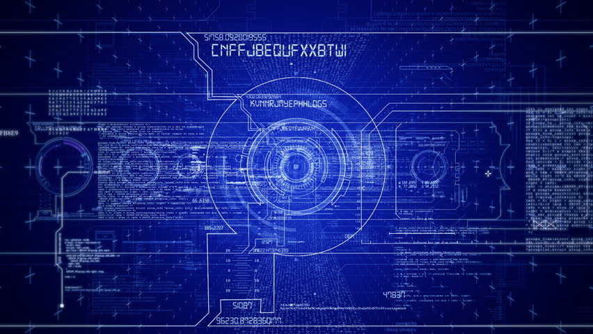 Blue Futuristic Techno Panels.FAST Moves Through Digital Target And HUD ...