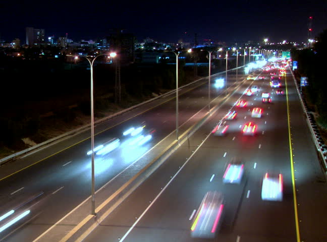 Denver Interstate Highway Traffic At Night. HD 1080p Time Lapse Stock ...